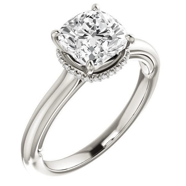 2.00CT White Color Solid 14K White Gold Cushion Cut Moissanite Diamond Ring Excellent VVS1 Four Prong Hidden Halo Solitaire Engagement Ring For Women New Year Git Christmas Gift Wedding Gift Valentine's Gift For Her (White Gold, 8)