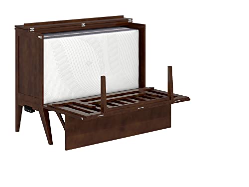 AFI, Northampton Murphy Bed Desk with Premium 6 Inch Folding Memory Foam Mattress and Built-in Charger, Full Size, Walnut