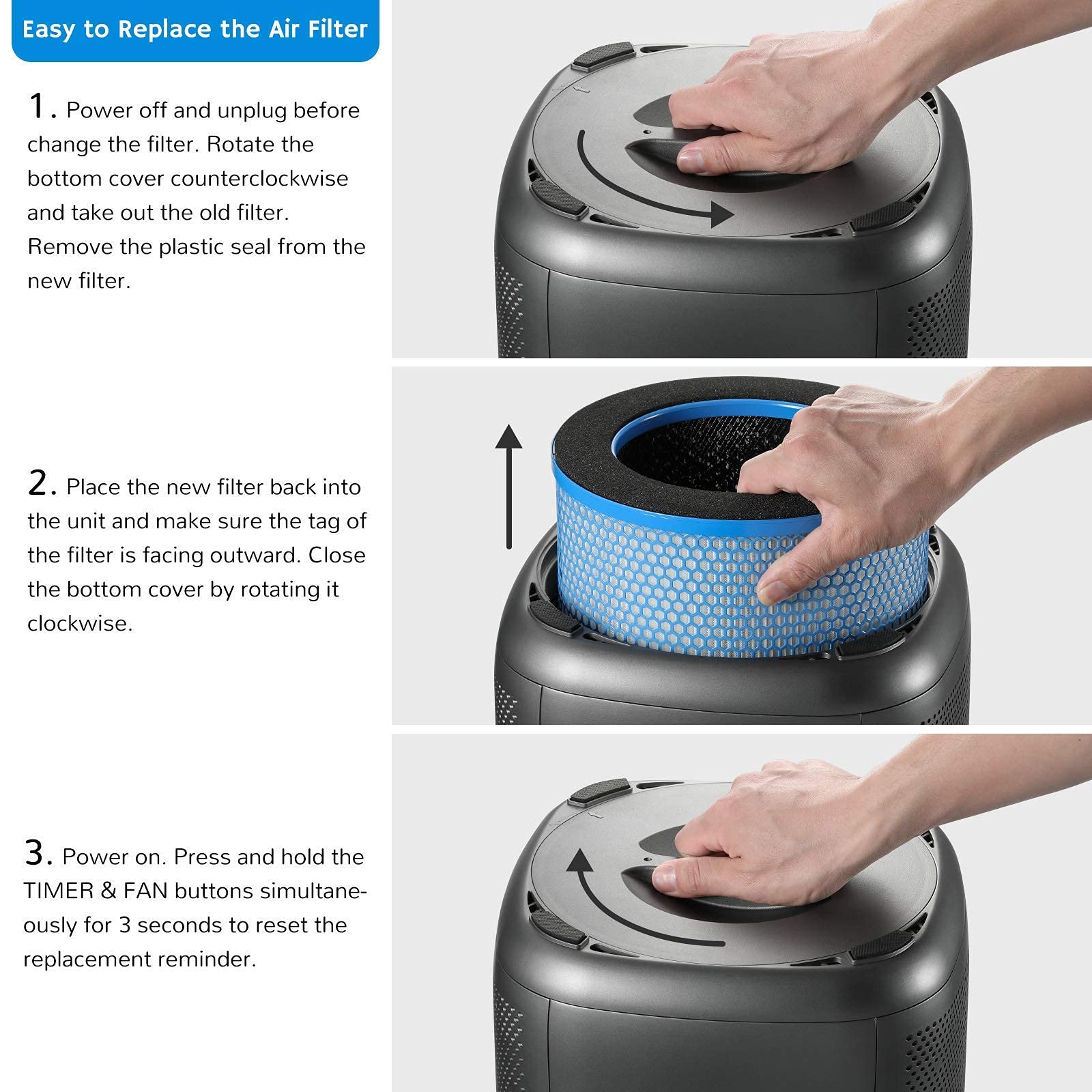 Airthereal Bundle | AGH550 True HEPA Air Purifier and 1-Pack Spare H13 Medical Grade Replacement Filter, Glory Days