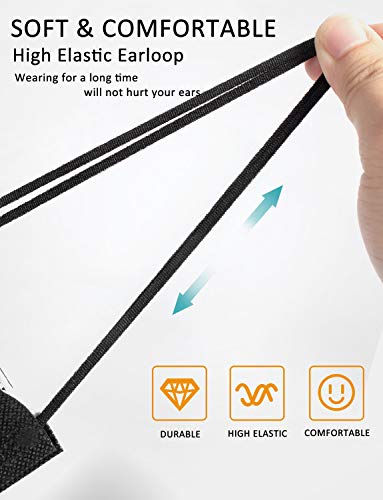 Pack of 50 Disposable Face Mask 3-Ply Breathable & Comfortable Safety Mask, Protective Masks for Indoor and Outdoor - Individually Wrapped (Black Mask)