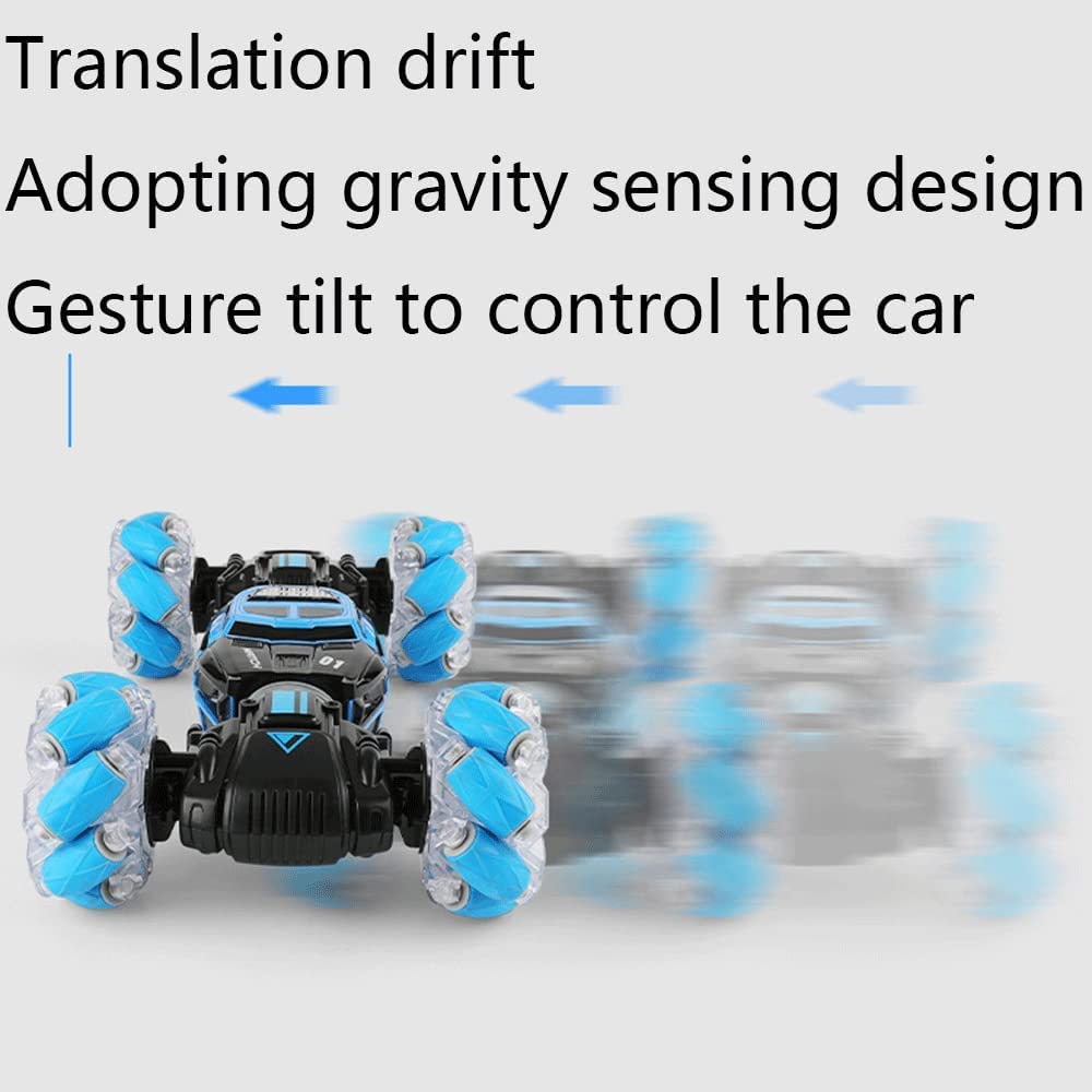 2.4GHz Remote Control Car 4WD RC Stunt Car Deformable All-Terrain Off Road Car, 360 Degree Flips Double Sided Rotating Race Car with Gesture Sensor Watch Lights Music for Kids (Red) A79