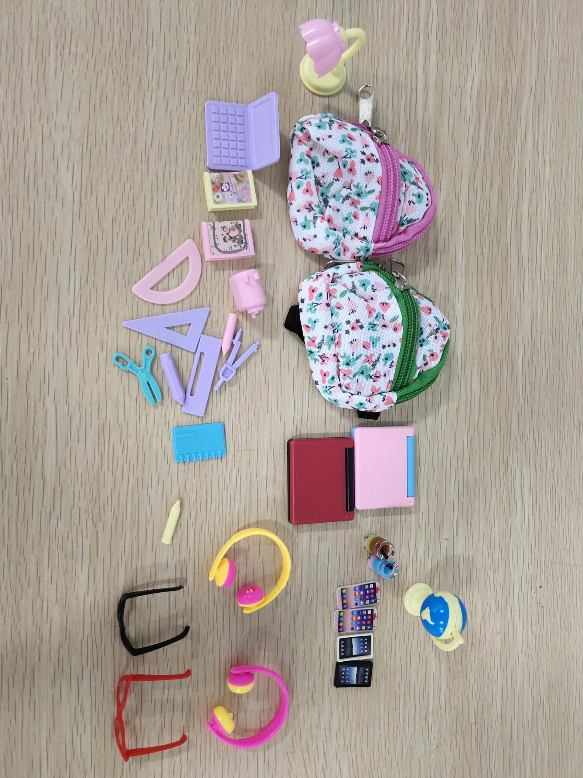 29 Pieces Dollhouse Accessories Mini Laptop Computer Tablet Phone Toy Miniature Glasses Headset Backpack Drink Toys Plastic Doll Accessories
