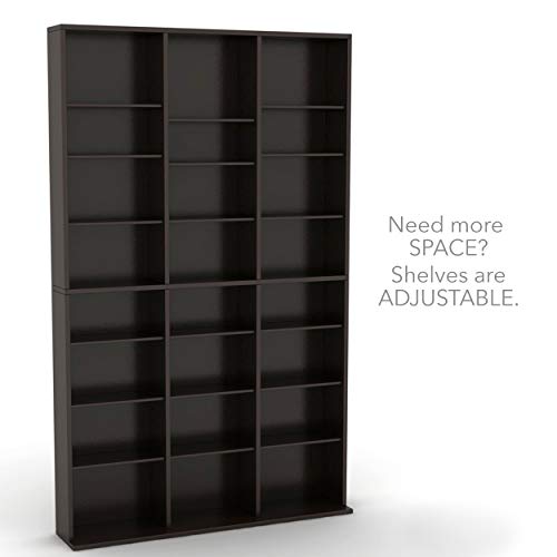Atlantic Oskar 1080 Media Storage Cabinet – Protects & Organizes Prized Music, Movie, Video Games or Memorabilia Collections, PN 38435714 in Espresso