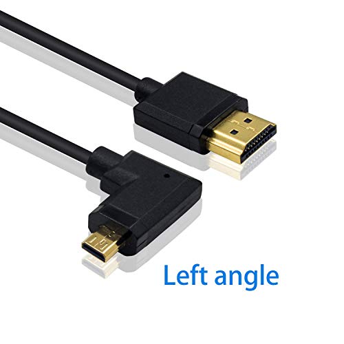 Duttek Micro HDMI to Standard HDMI Cable, Micro HDMI to HDMI Coiled Cable, Extreme Slim Left Angled Micro HDMI Male to HDMI Male Coiled Cable for 1080P, 4K, Ultra HD, 3D (1.2M/4FT)