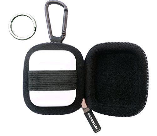 CASEBUDi Tough Travel Case for Apple AirPods | Key Ring and Carabineer | Use as Keychain | Sturdy, Stylish, Ballistic Nylon, Impact Protection for Travel or Storage (Cool Grey)
