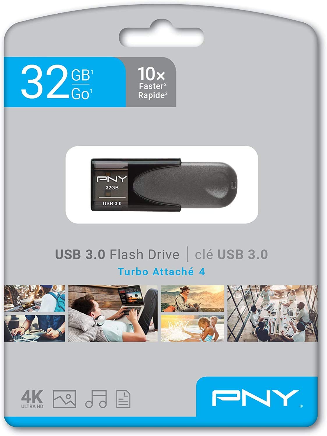 Generic PNY 32GB USB 3.0 Flash Drive Turbo Attaché 4 (Bulk 5 Pack) Works with Computer (P-FD32GTBAT4-GE) Bundle with (2) Everything But Stromboli Lanyards