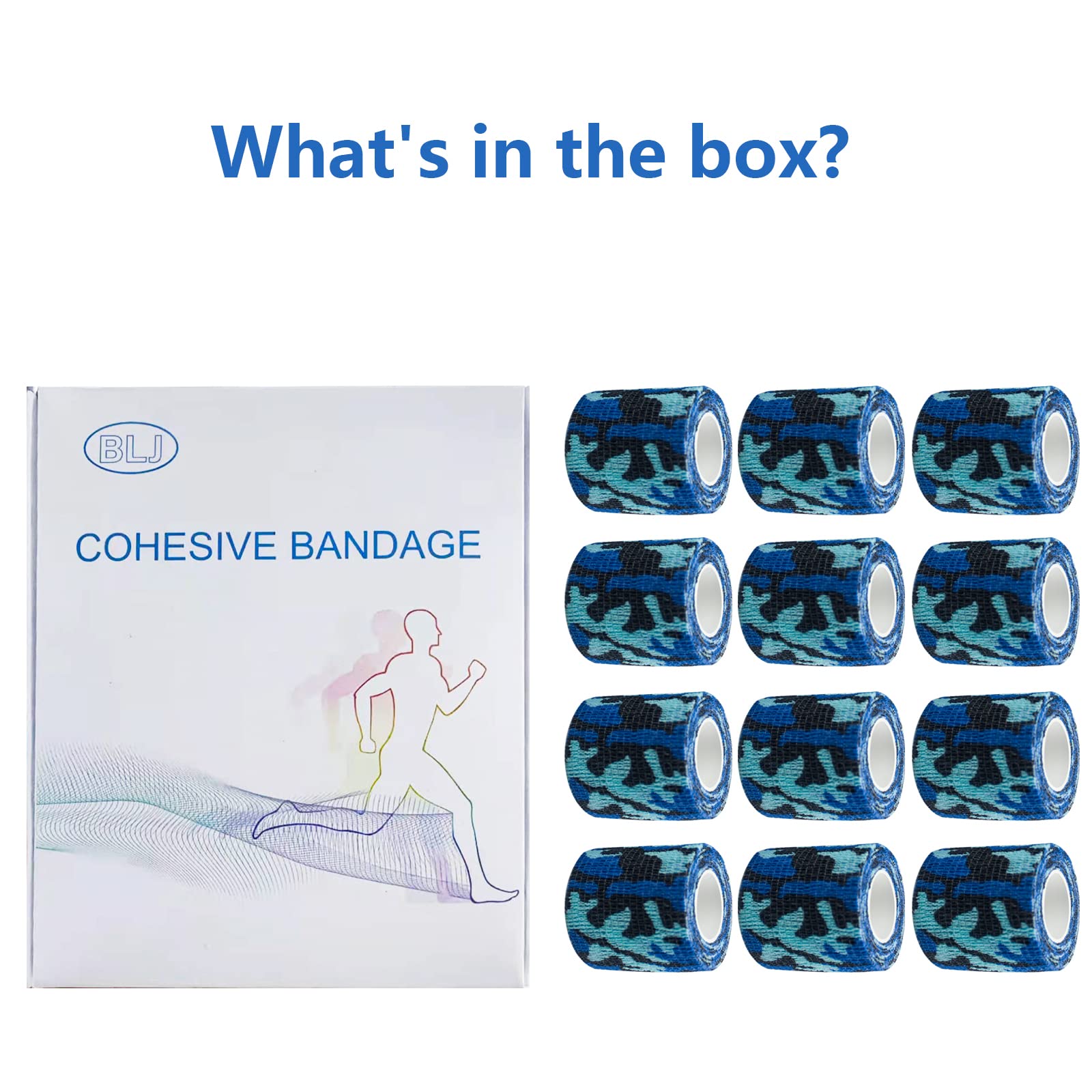 12-Pack Self Adhesive Cohesive Wrap Bandages, Tape Self Adherent, Strong Elastic Sports Tape, 2 inches x 5 Yards