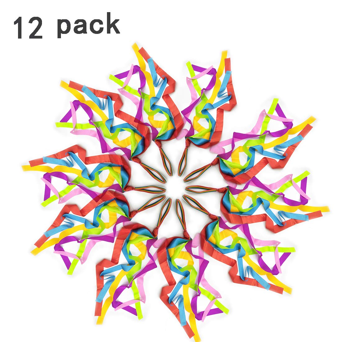 AIVIAI Rhythm Ribbon Dance Ribbons Rhythm Streamers for Baby Kids Party Supplies 12 PCS