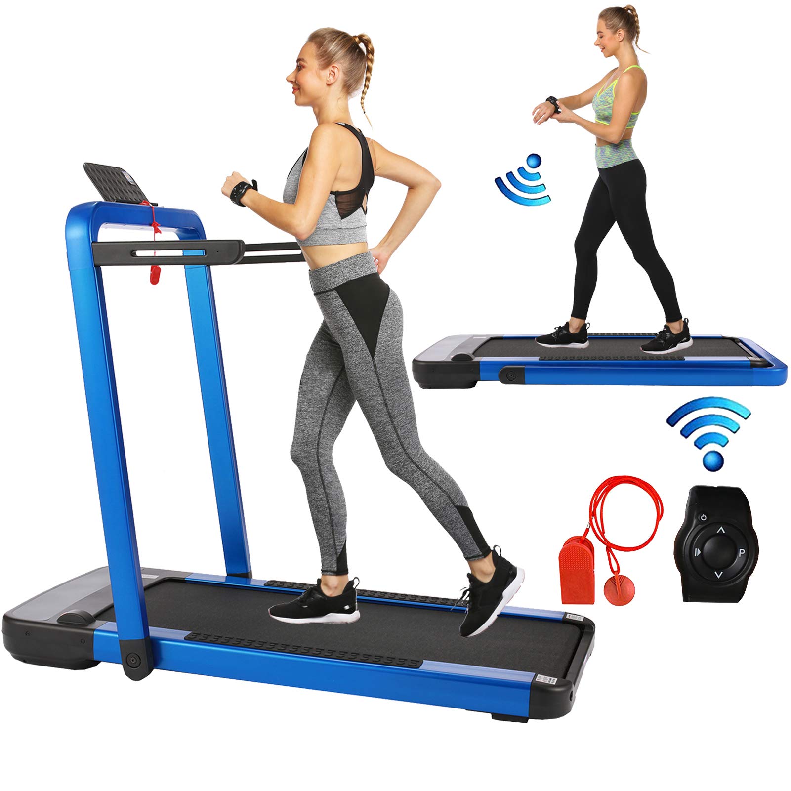 2 in 1 Under Desk Folding Treadmill,Electric Motorized Portable Pad Treadmills Walking Jogging Running Exercise Fitness Machine with Remote Controller App Control and LED Display for Home Gym
