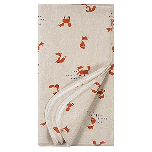 Gerber Baby 4-Pack Flannel Receiving Blanket, Blue Fox, One Size