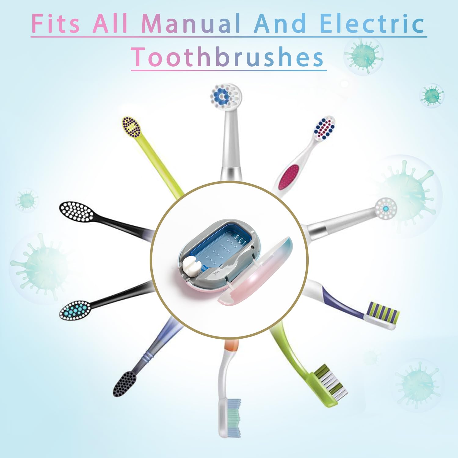 TAISHAN UV Sanitizer Toothbrush Case,Rechargeable Portable Mini Travel Toothbrush Holder,Fits All Toothbrushes for Both Electric and Manual Toothbrushes,Safety Feature, for Home and Travel