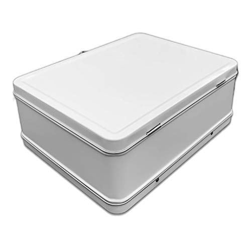 Do It Yourself DIY Medium White Lunch Box Tin for Storage, Crafts and Scrapbook Fun Activities