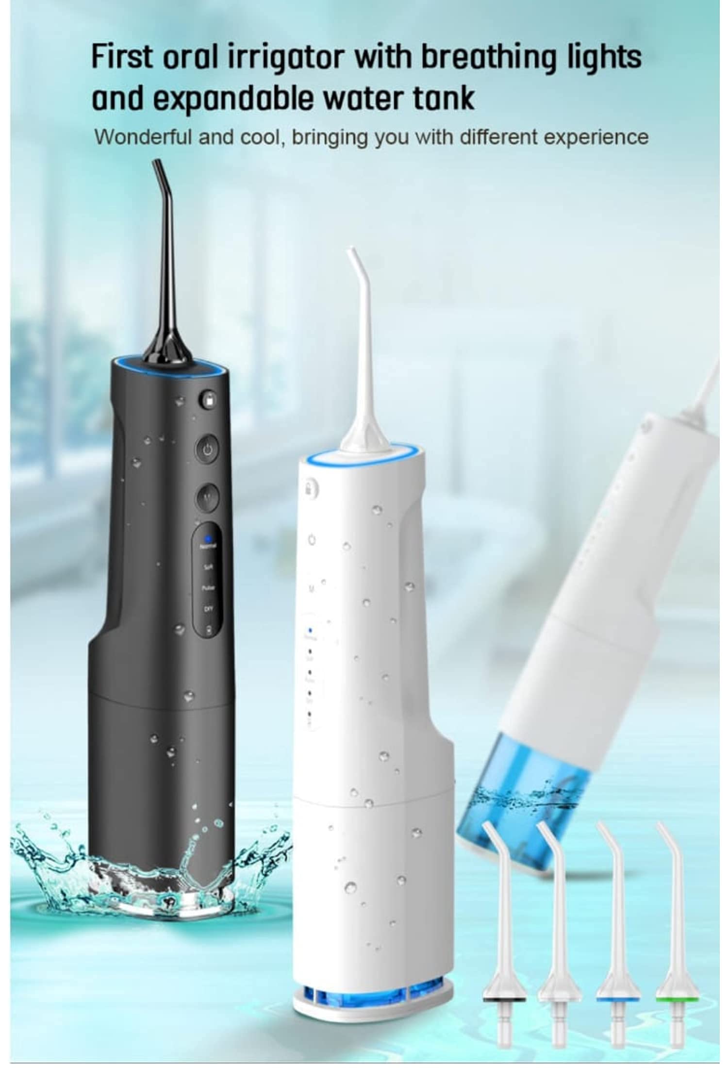 e-THealth Oral Care Kit Professional Cordless Oral e-Flosser 360 ml Large Detachable Water Tank and e-TBrush 920 Sonic Electric Tooth Brush with 15 Different Modes