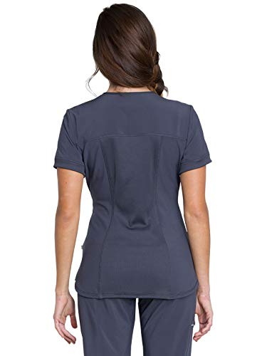 Cherokee Infinity Women Scrubs Top Zip Front V-Neck CK810A, S, Pewter