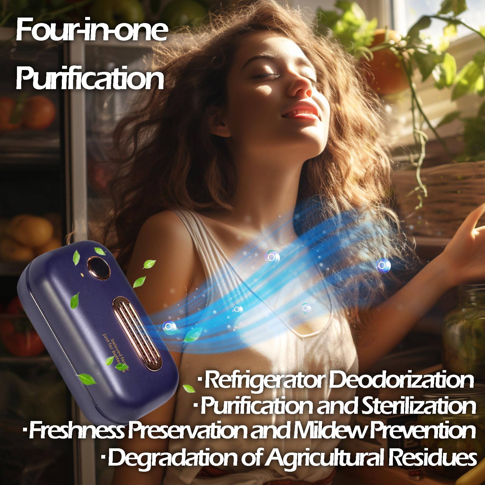1st Heaven Compact Fridge Deodorizer: Refrigerator Smell Eliminator with Smart Program for Efficient Odor Removal, Outperforming Baking Soda and Charcoal Bags, Reusable for Thousands of Hours! (Blue)