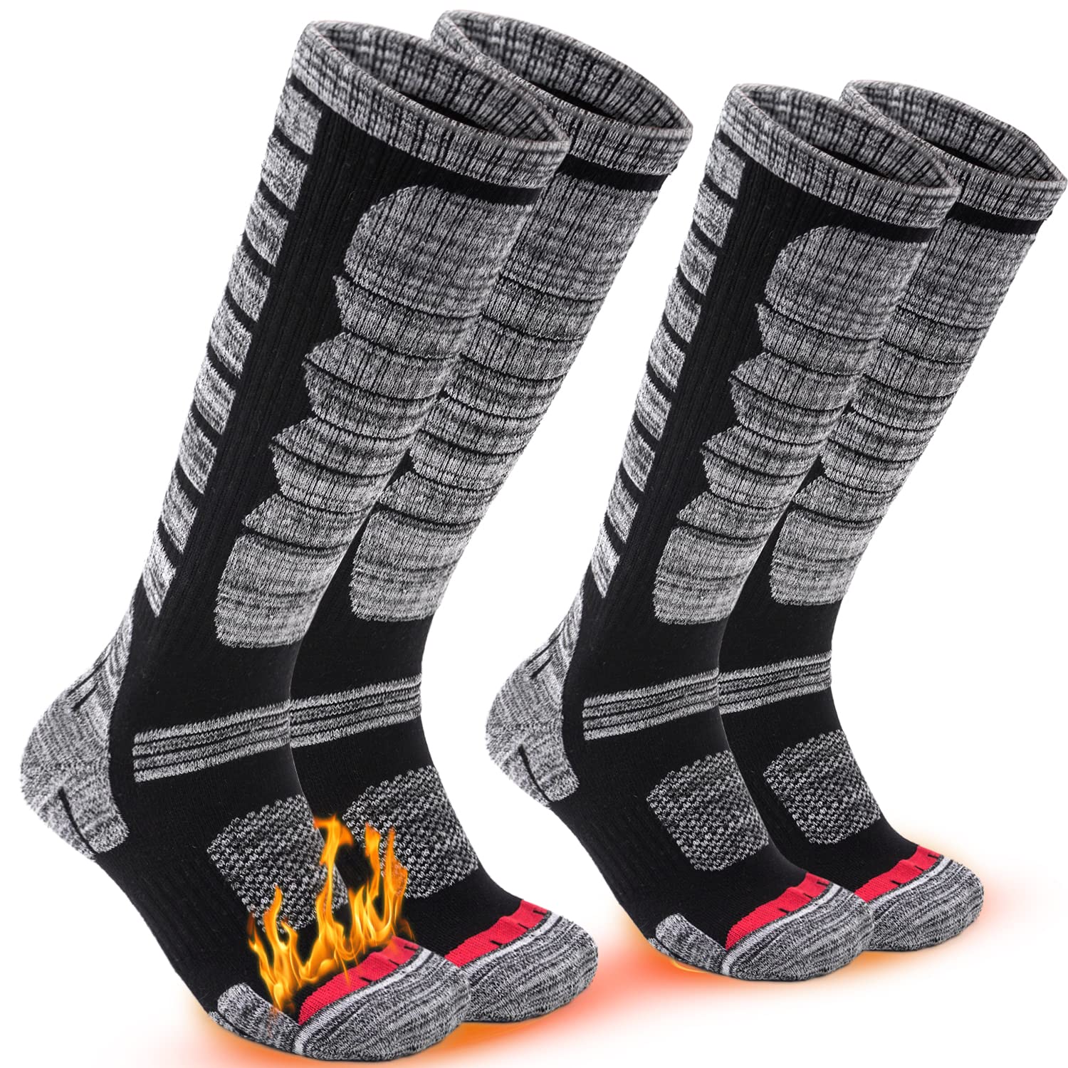 2 Pairs Ski Socks Womens Mens, Cold Weather Socks for Skiing, Snowboarding, Winter Warm Knee High Socks