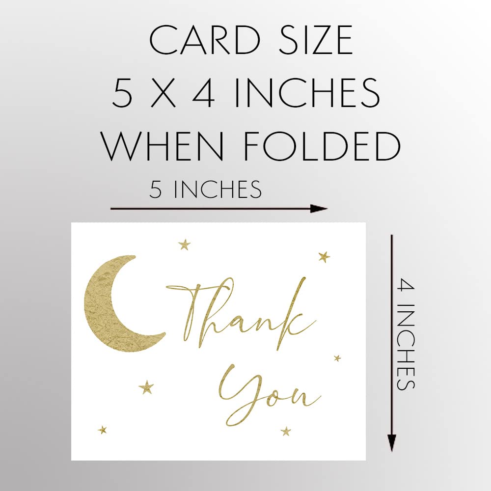 Baby Shower Thank You Cards Gender Neutral Over The Moon And Stars Twinkle Notes (24 Count)
