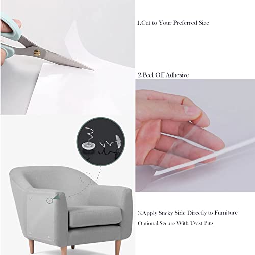 18 Pack Cat Scratch Furniture Protector,Large Size Anti Cat Deterrent Tape Protectors from Cats 6 Pack 17’’L 12’’W +6 Pack 17’’L 10’’W+6 Pack 17’’L 6’’W and 80pcs Twist Pins for Couch,Sofa,Door