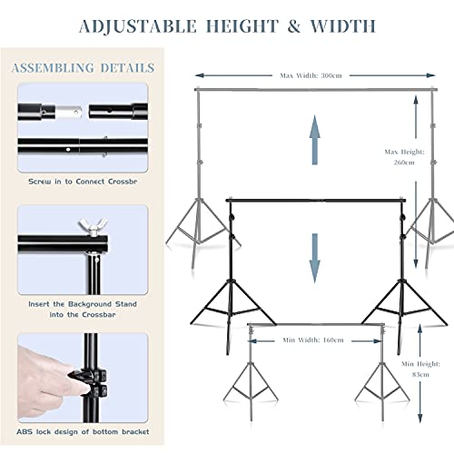 Walk Fly Photography Umbrella Lighting Kit, 6 x 9FT Muslin Screen Backdrop Continous Lighting Umbrella Equipment, 7 x 10FT Background Stand Support System for Studio Photo Portrait Video Shooting