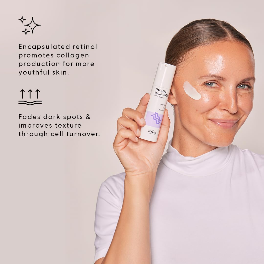 Stratia Night Shift - Age-Defying Night Cream with Encapsulated Retinol - Formulated for All Skin Types, 1.7 Fl Oz
