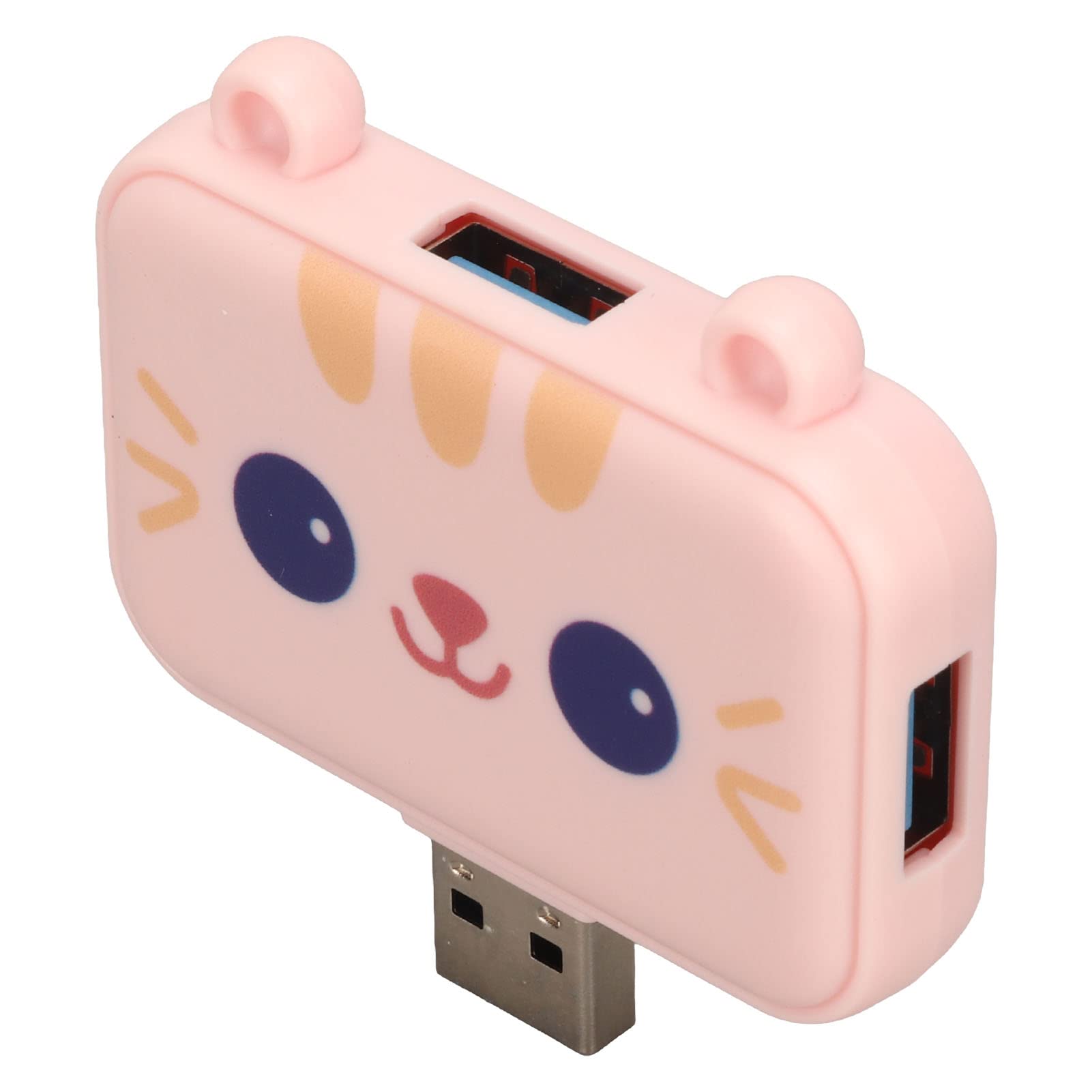 3 in 1 Cute USB Hub, USB A to USB3.0 and USB2.0X 2 Adapter, 5Gbps Multiport USB Docking Station, USB Data Splitter, for Laptop and PC, Girls Student Gift (White)