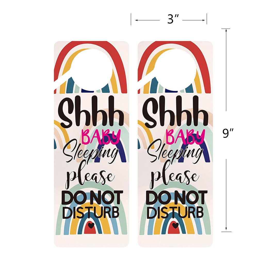 Funny Baby Sleeping Sign, Door Hanger, Funny Baby Room Decorative, 2 Pack, Double Sided, Ideal for Home, Bathroom, Bedroom, Baby Room