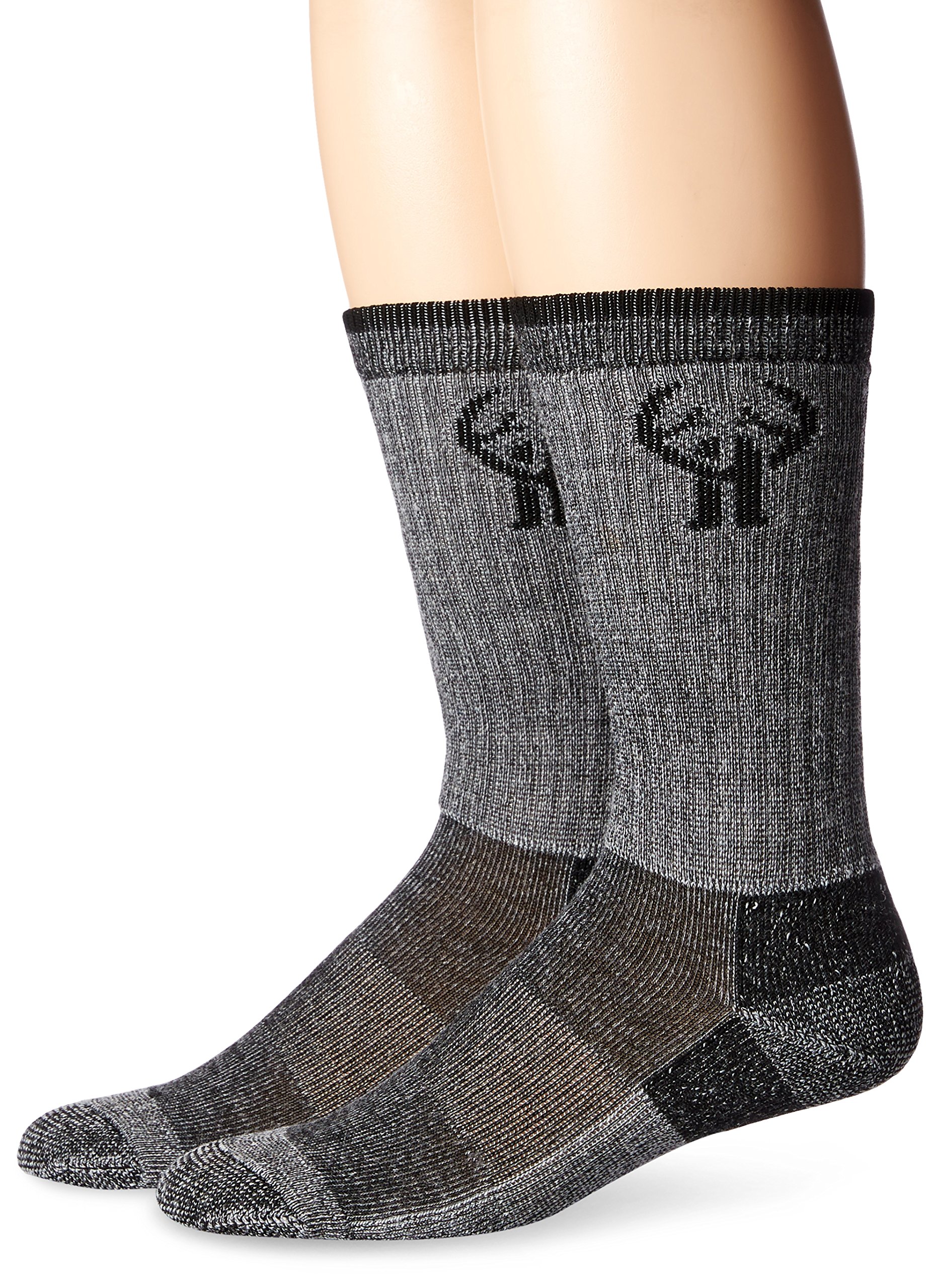 2 Pack Huntworth Men's Everyday Wool Blend Sock, Black, Large