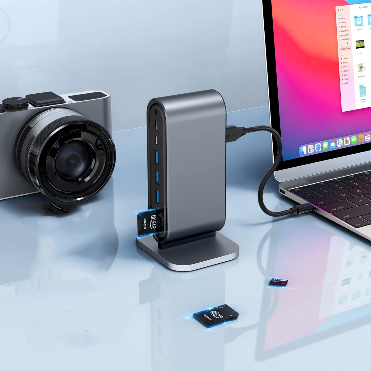 13 in 1 USB-C Hub Docking Station Adapter with 1 * USB 3.0/3 * USB 2.0/100W Type-C PD/3 * Type-C/4K HD Display Video Outputs/RJ45 Internet Port/3.5mm Audio Jack/VGA/SD TF Memory Card Readers