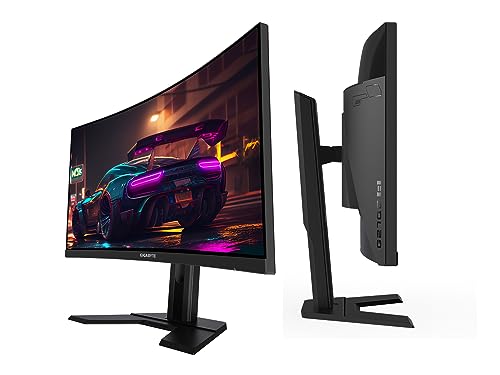 GIGABYTE G27QC A (27" 165Hz 1440P Curved Gaming Monitor, 2560 x 1440 VA 1500R Display, 1ms (MPRT) Response Time, 88% DCI-P3, HDR Ready, 1x Display Port 1.2)