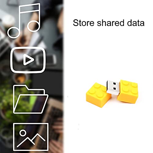 schicj133mm Memory Stick Portable High Speed USB2.0 Pen Drive Shockproof Building Block Design Yellow 16GB