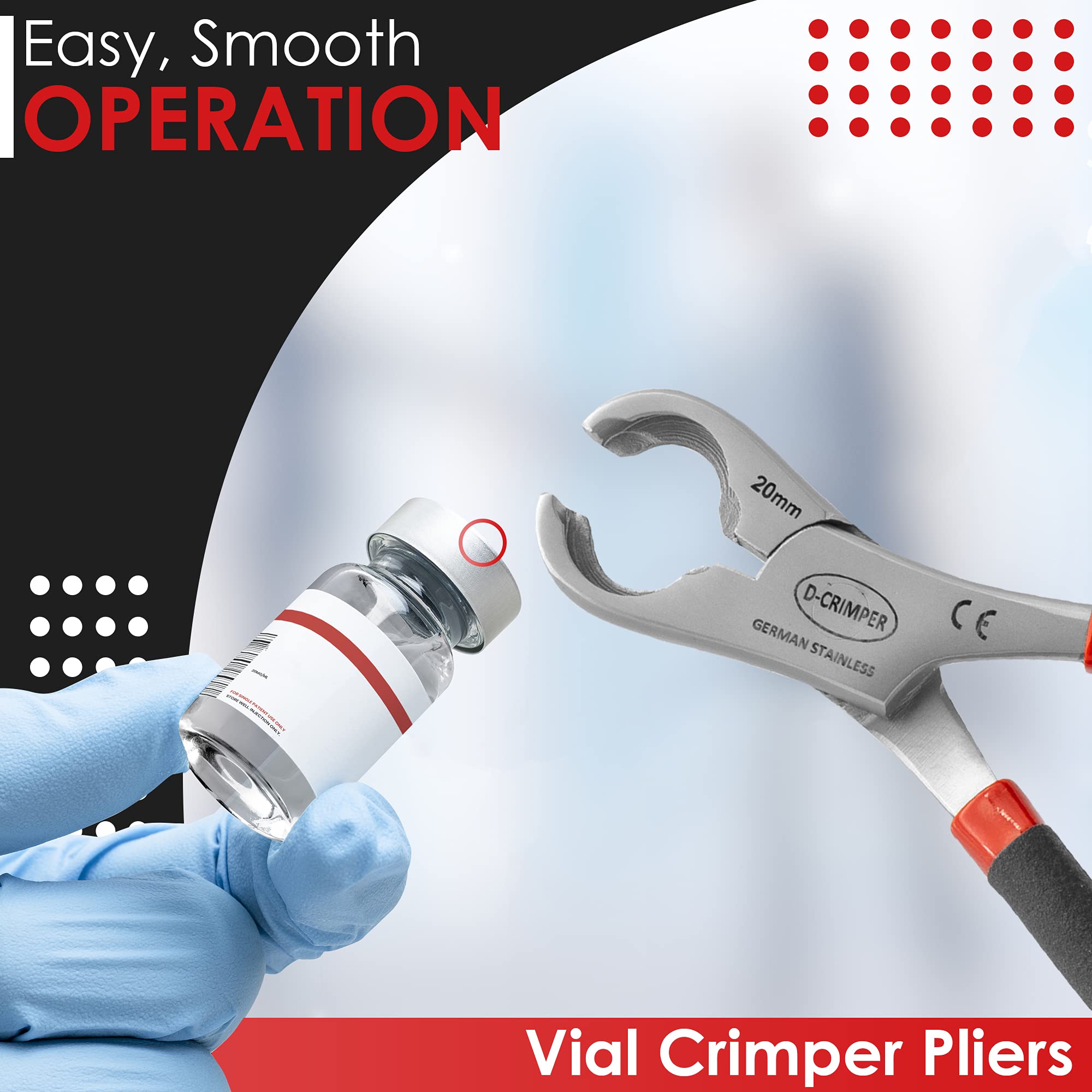 Scientific Labwares Vial Decapper and Crimper Pliers Set- Perfect for Decapping and Sealing 11mm and 20mm Vials and Bottles (13mm/20mm Decapper, 20mm Crimper)