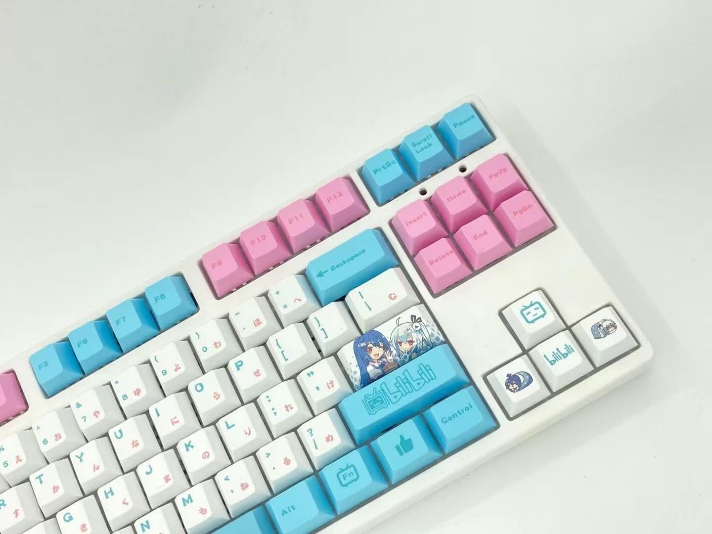 wwkeycaps Gaming Keyboard PBT Dye Upgrade 108 Keycap Set OEM Profile Keycaps Keyset with Puller Japanese Text Mechanical Keyboard (BiliBili)