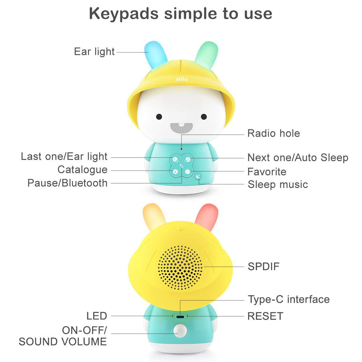 Alilo Smart Learning Robot Bunny Toy, Rabbit Montessori Education Toy with New Deluxe Bluetooth and Lights Model, Bedtime Storytelling, Gift Present for 8-48 Months Baby Kids Infants Toddlers