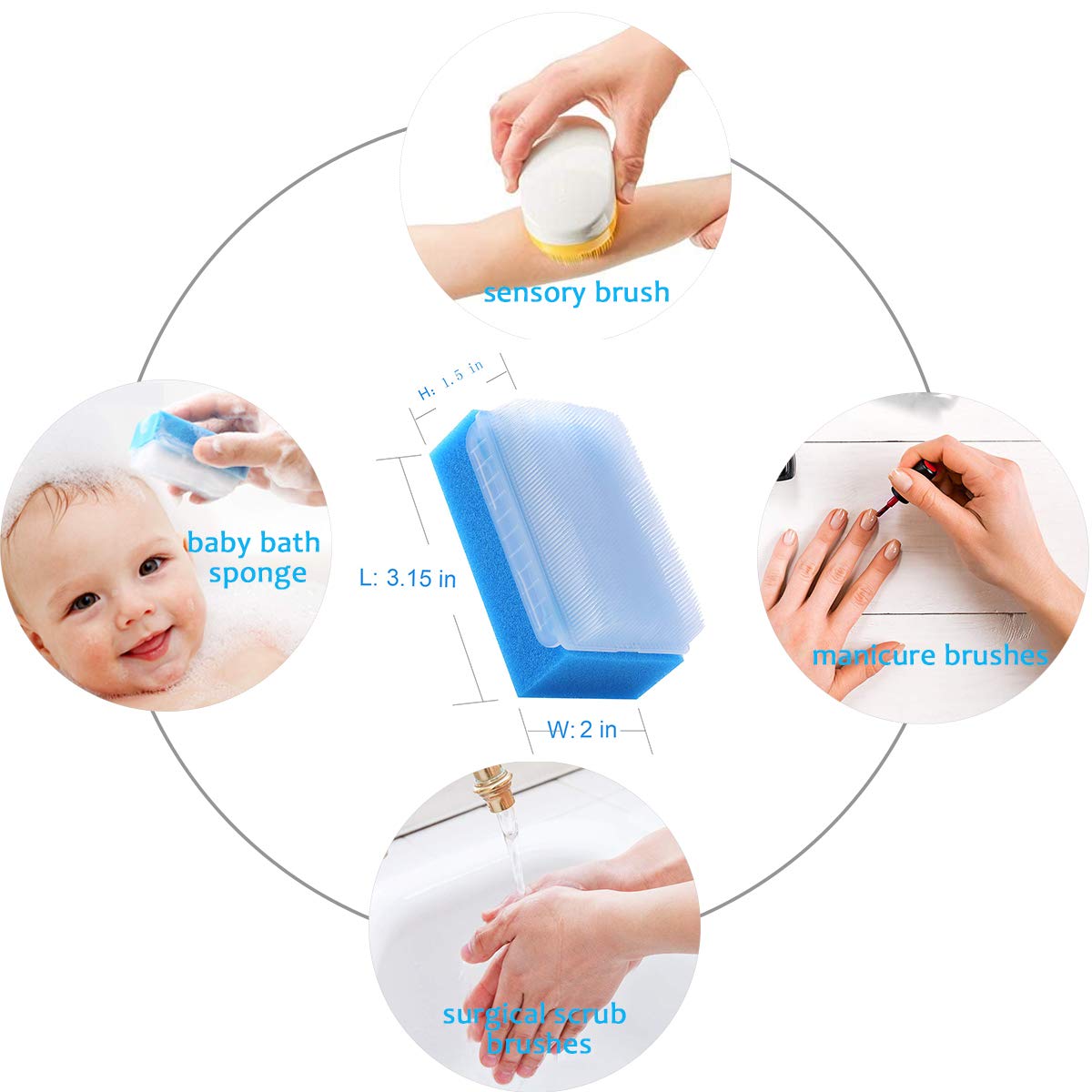 12PCS Sterile Bath Sponge & Sensory Brush, MELONSUN Baby Bath Scrubber.