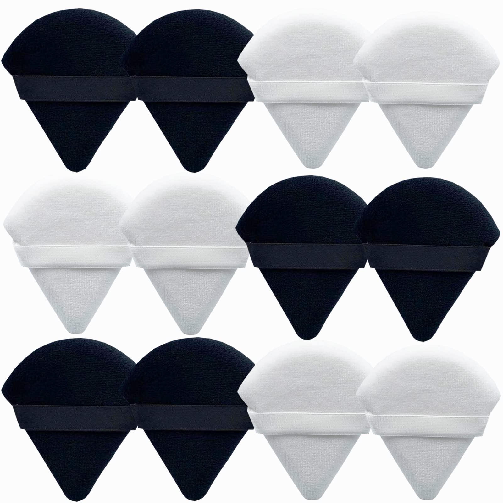 12Pcs Triangle Velvety Powder Puff, for Face Powder, Makeup Puff with the Pointed Corners to Get in Under Eyes and Tzones, Velour Puff Your Makeup Flawless.