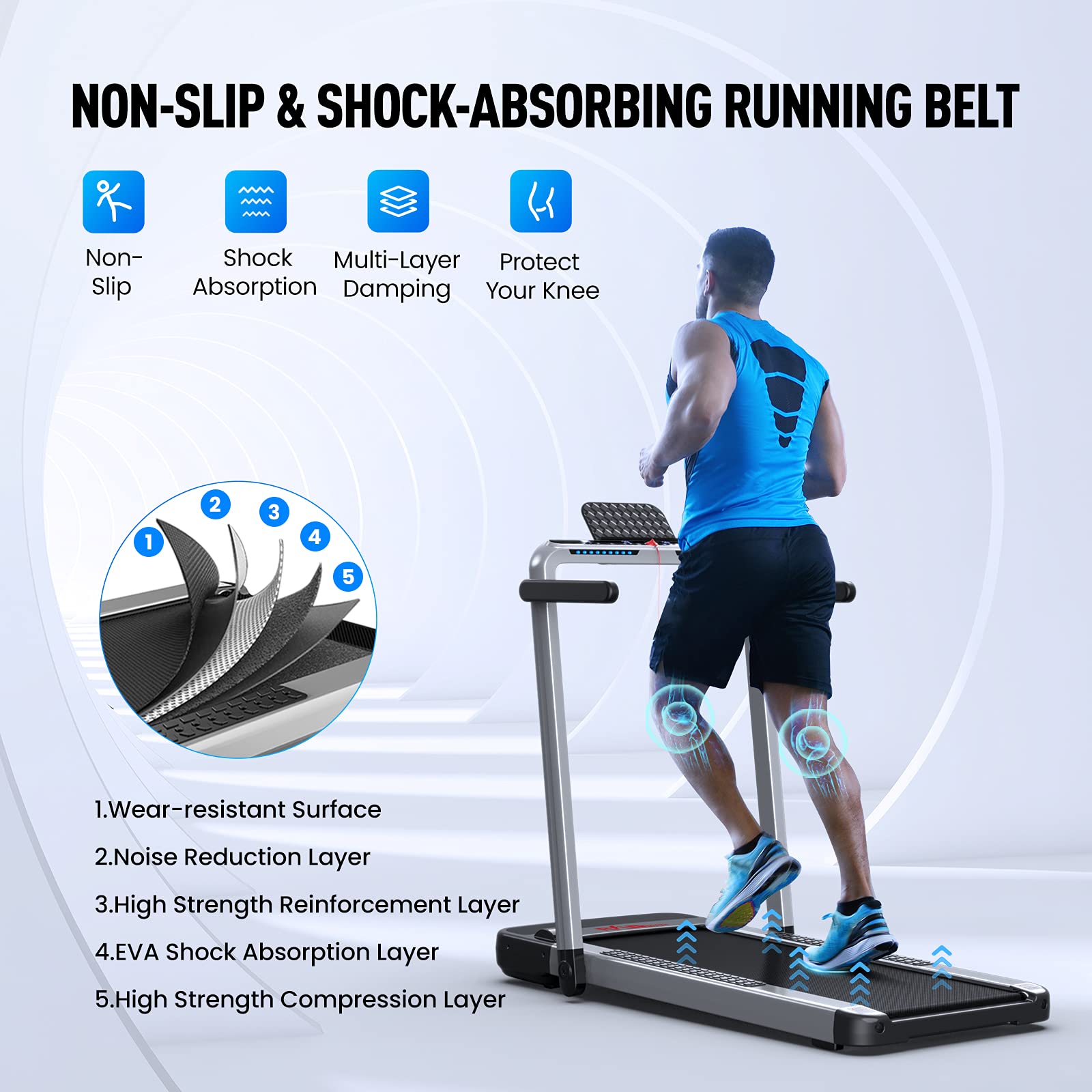 2 in 1 Folding Treadmill, Electric Under Desk Treadmill with App & Remote Control,Led Display,Installation Free Walking Running Treadmill for Home