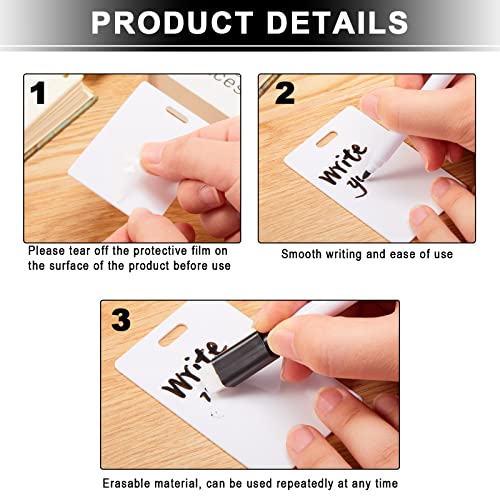 24 Packs Pocket Sized Erasable Notepad Badge Accessory 12 Pieces Mini Whiteboard Clipboard Hangs with Badge Mini Whiteboard Small Dry Erase Board with 12 Pieces Dry Erase Marker for Office School