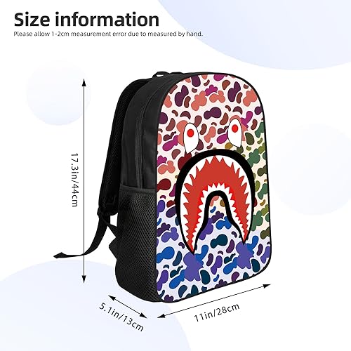 17" Camouflage Shark Backpack Large Fashion Casual Backpack School Bag 3D Printed Laptop Backpack Suitable for School, Travel and Work (Camouflage-2)
