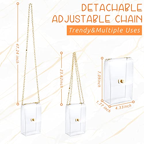 2 Pcs Clear Bag Stadium Approved Small Clear Purses PVC Plastic Bag for Women Girls Men Sporting Concert (Gold Glitter, Simple Style)
