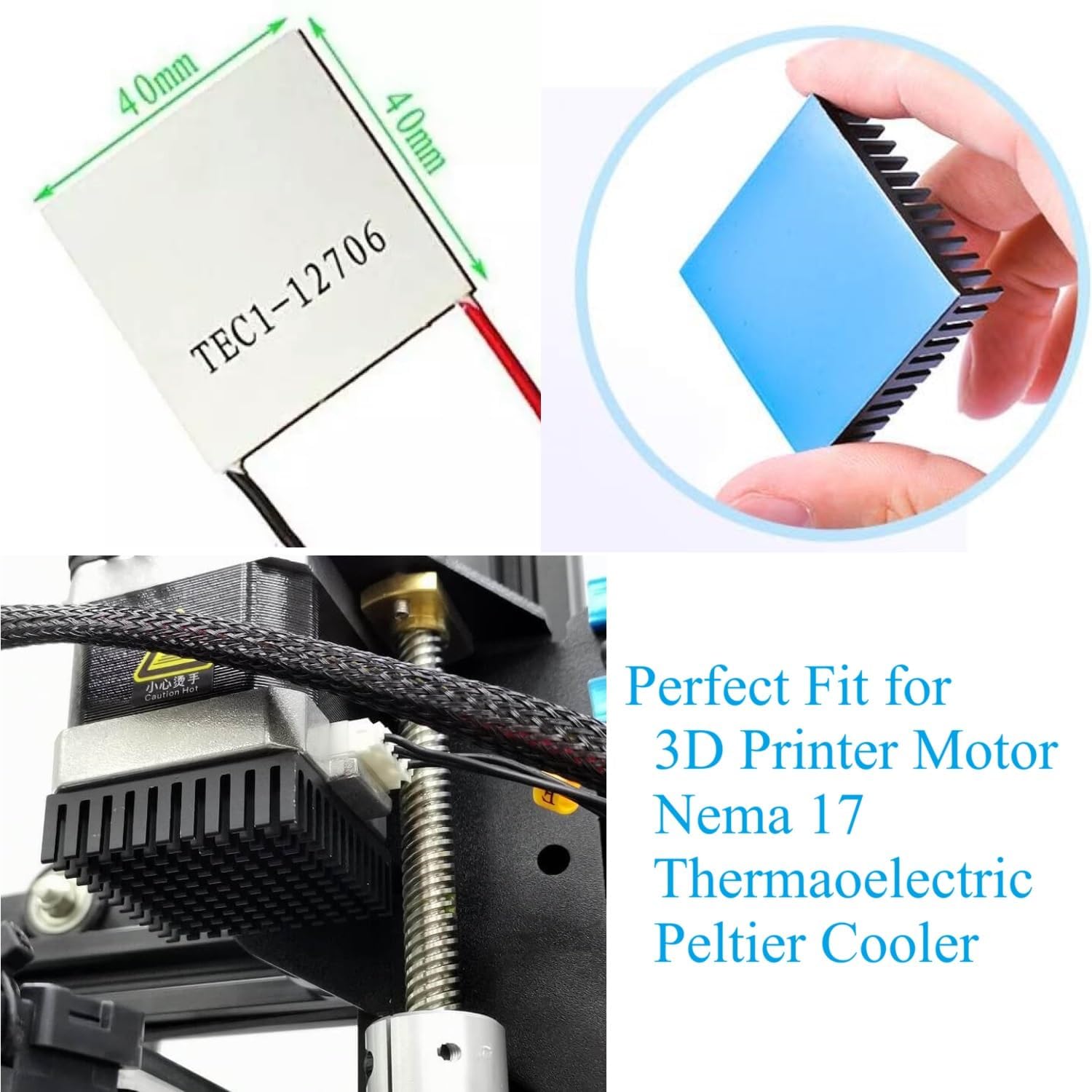 Easycargo 8pcs 40mm Heatsink Kit 40x40x20mm + 3M8810 Thermal Conductive Adhesive Tape, Cooler Aluminium Heat Sink for Cooling 3D Printer Stepper Motor TEC1-12706 Thermoelectric Peltier 40mmx40mmx20mm