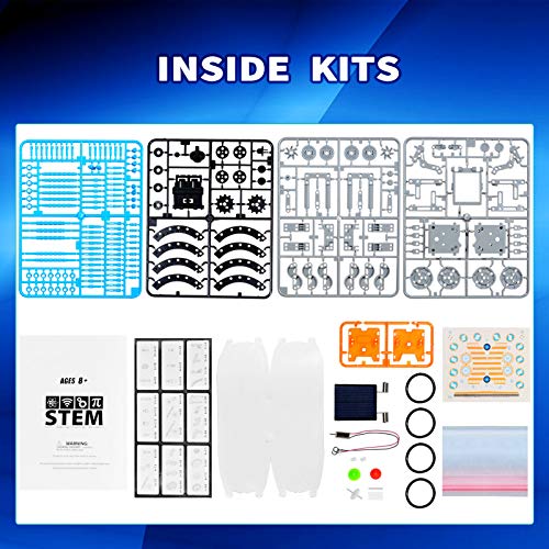 CUDNY Robot Kit 12-in-1 Science STEM Solar Robot Kit Toys for Kids - 190 Pieces DIY Building Science Experiment Kit for Kids Aged 8-10 and Older, Educational DIY Assembly Kit with Solar Powered