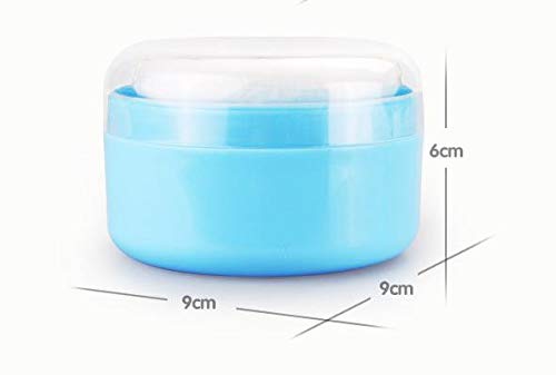 Baby After-Bath Powder Puff Container Jars Empty Refillable Plastic Soft Face Body Powder Box with Sifter Portable Baby Care Kit Case Cosmestic Makeup Dispensor (Blue)