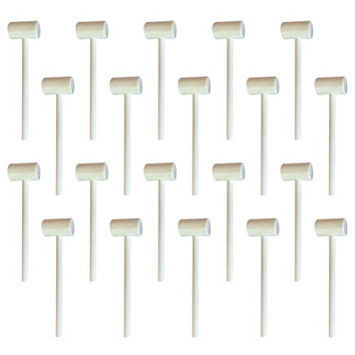 NUOBESTY Wooden Hammers Mallet Solid Wood Flat Head Kids Hammering and Pounding Toys, Pack of 20