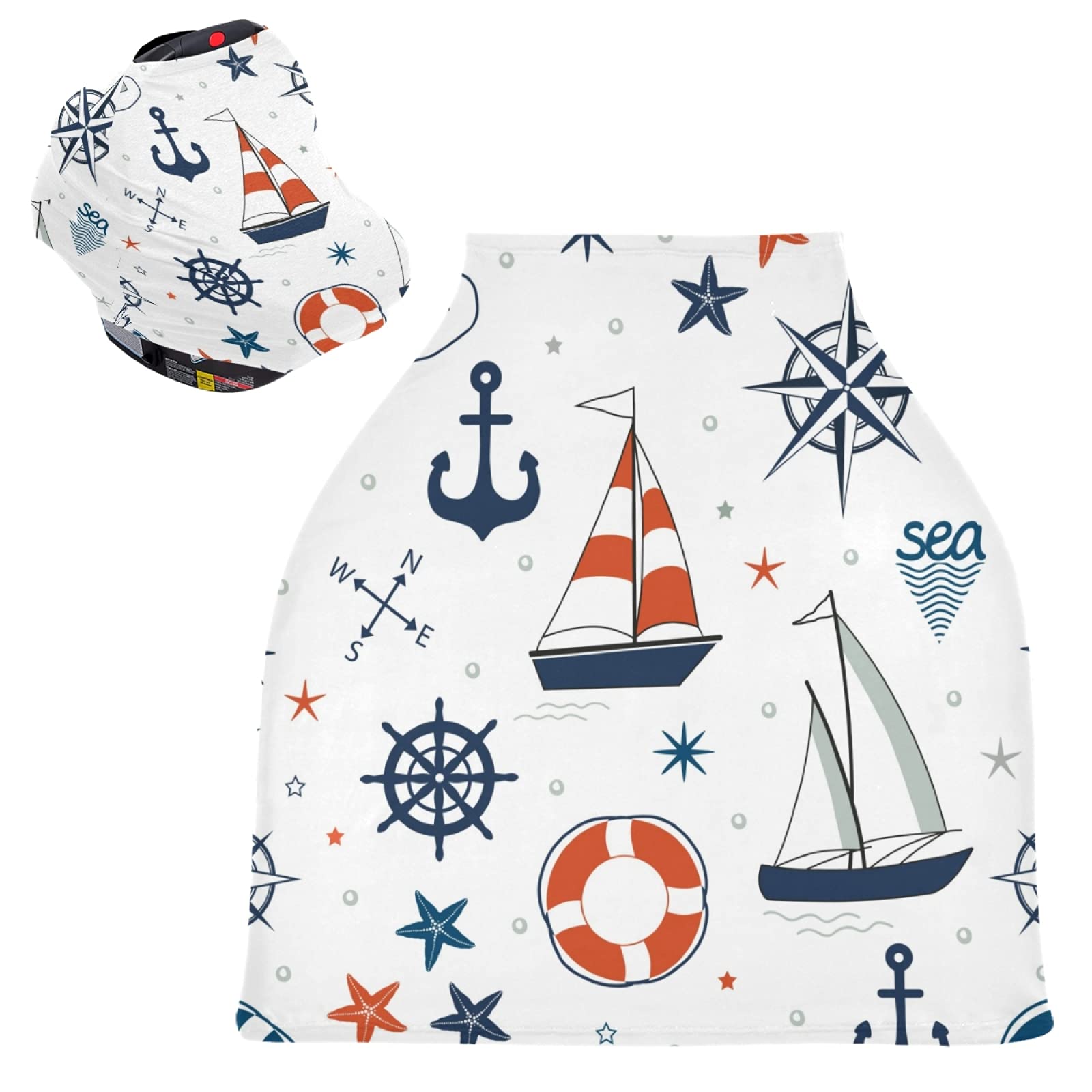 Nursing Cover Breastfeeding Scarf Sailboat Anchor Nautical- Baby Car Seat Covers, Stroller Cover, Carseat Canopy(8ya7h)