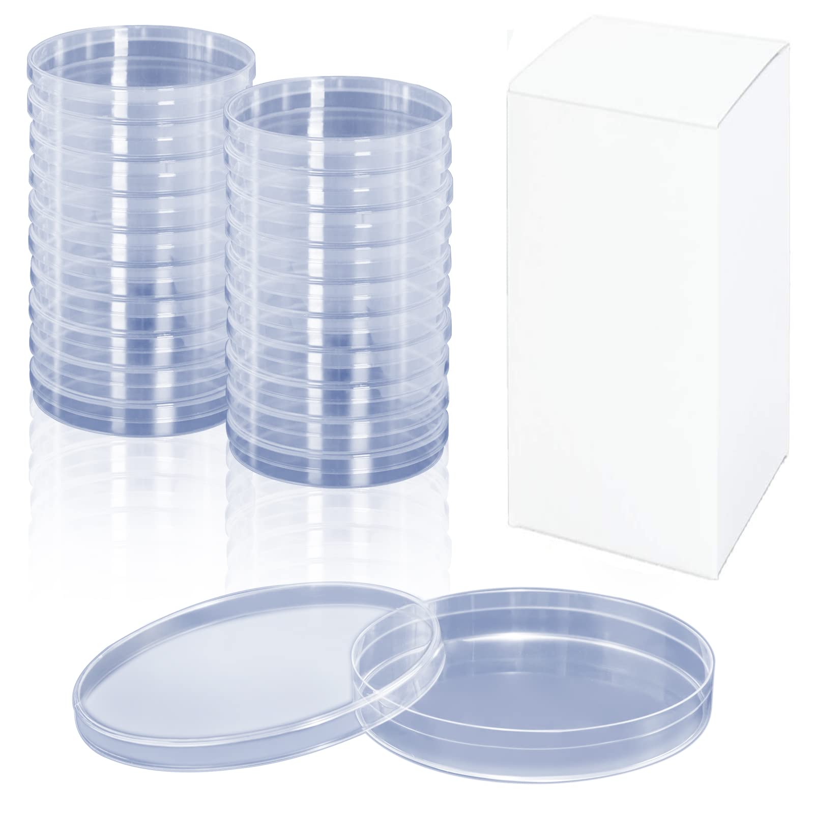 20 Pack Sterile Plastic Petri Dishes with Lid, 90mm Dia x 15mm Deep, Lab Petri Plate Dish for Lab Analysis, School Projects, Blood Samples, Bacteria, Plant & Seed Cultivation Cell-Culture Petri Dish