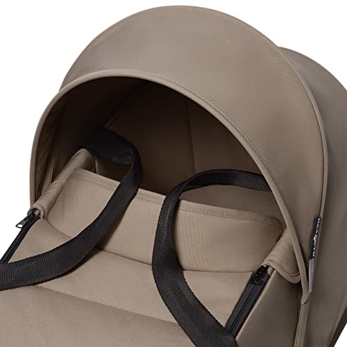 BABYZEN YOYO2 Black Frame + Taupe Bassinet - Includes Thick Double Mattress, Ventilated Shell & Canopy