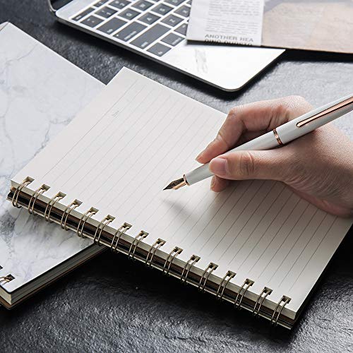 Jessydream Hardcover Notebook,Marble Spiral Journal Notebook, 7.52”x10.3”, 160 Pages Thick College Ruled Paper, Double Wire-O (Black)