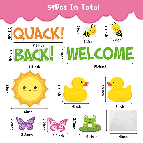 59Pcs Duck Bulletin Board Cutouts Quack Welcome Back To School Duck Classroom Decoration Cutouts Duck Themed Party Supplies Suitable for Teacher Student Bulletin Board Display or Home Wall Decorations