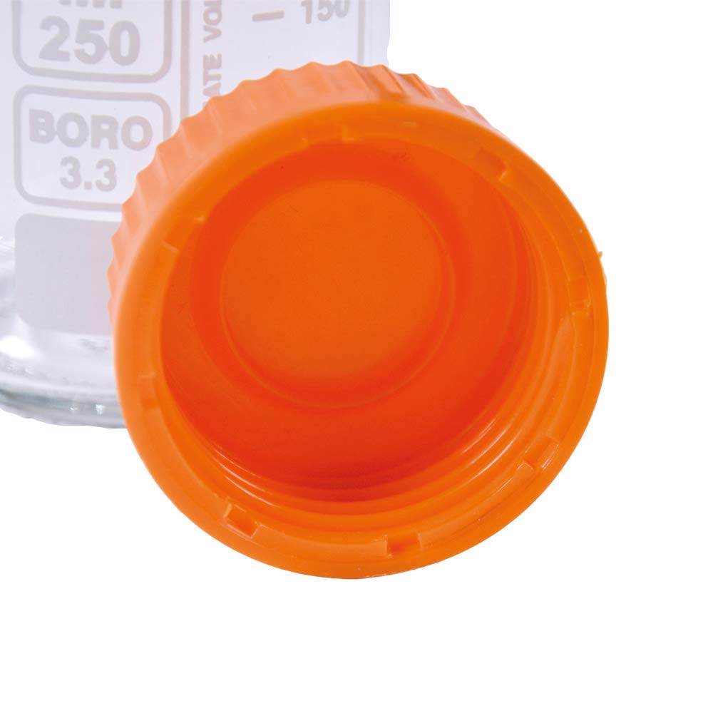 ISOLAB USA โ Round Media Storage Bottle, 250ml, with GL 45 Screw Cap, Borosilicate 3.3 Glass, Pack of 2