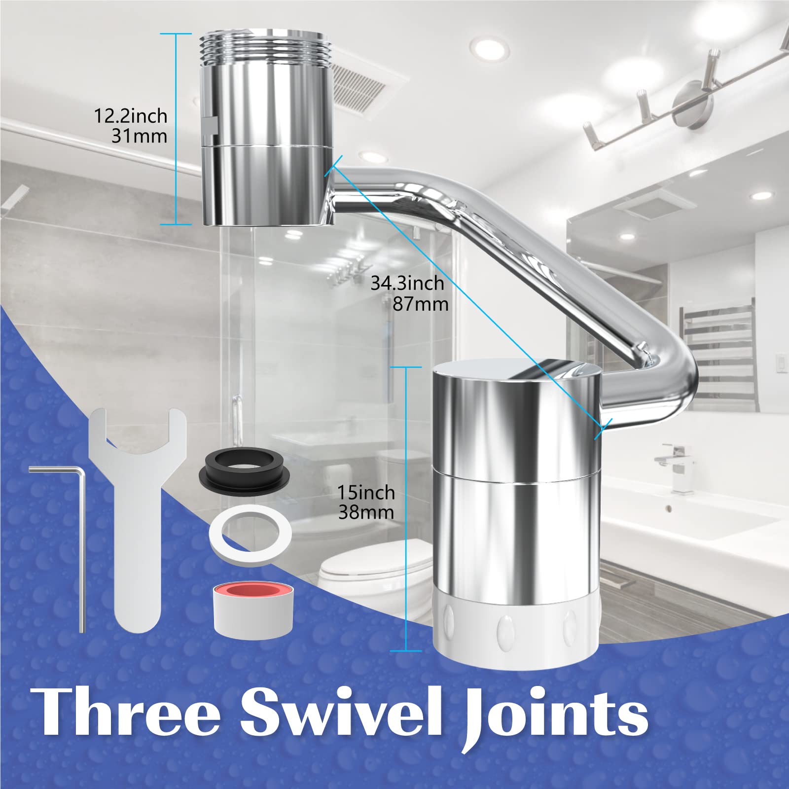 2 Pcs Faucet Extender, 1080° Swivel Robotic Arm Faucet Aerator Rotatable Multifunctional Extension Faucet, Large-Angle Ratating Universal Splash Faucet Attachment Adapter for Bathroom Kitchen Sink